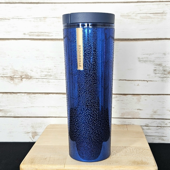 Starbucks | Dining | Starbucks 23 Textured Cobalt Blue Gold Tumbler ...